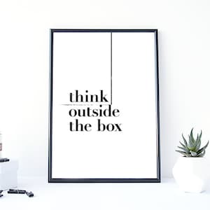Poster -think Outside the Box,quote,inspirational,gift Idea,typography ...