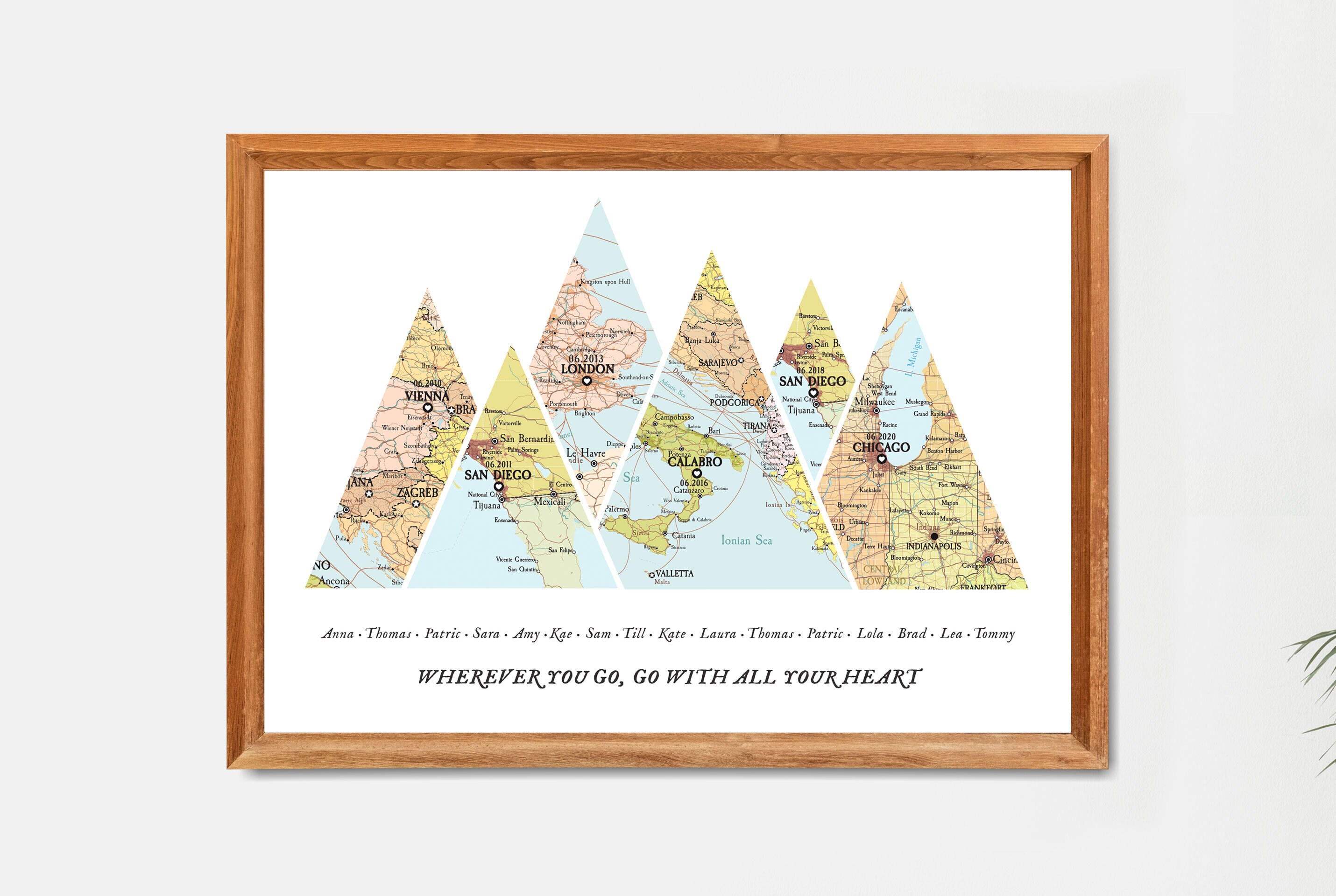 Map Family Travel 6 Places Family Mapmap Family Gifttravel - Etsy