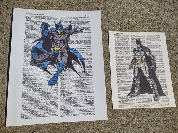 DC Comics Classic and Arkham Batman on Dictionary Page Print - Etsy