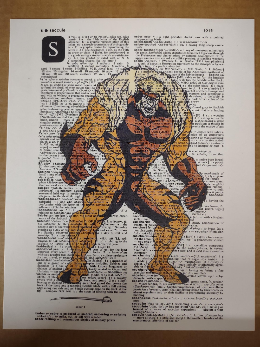 Marvel Comics Sabertooth on Dictionary Page Print - Etsy
