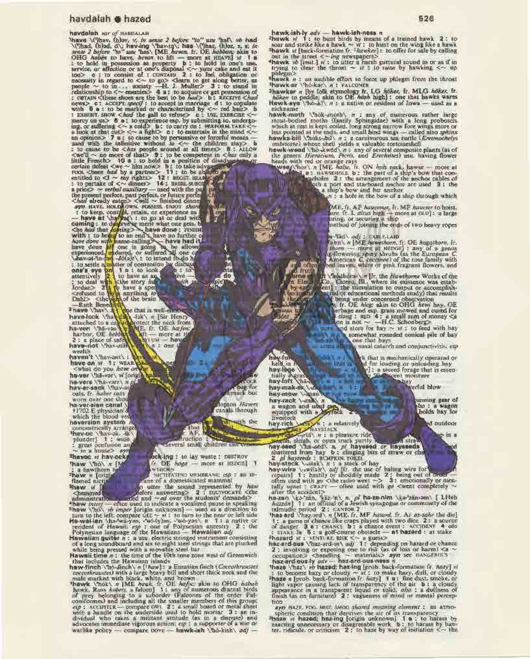 Marvel Comics Hawkeye on Dictionary Page Print - Etsy
