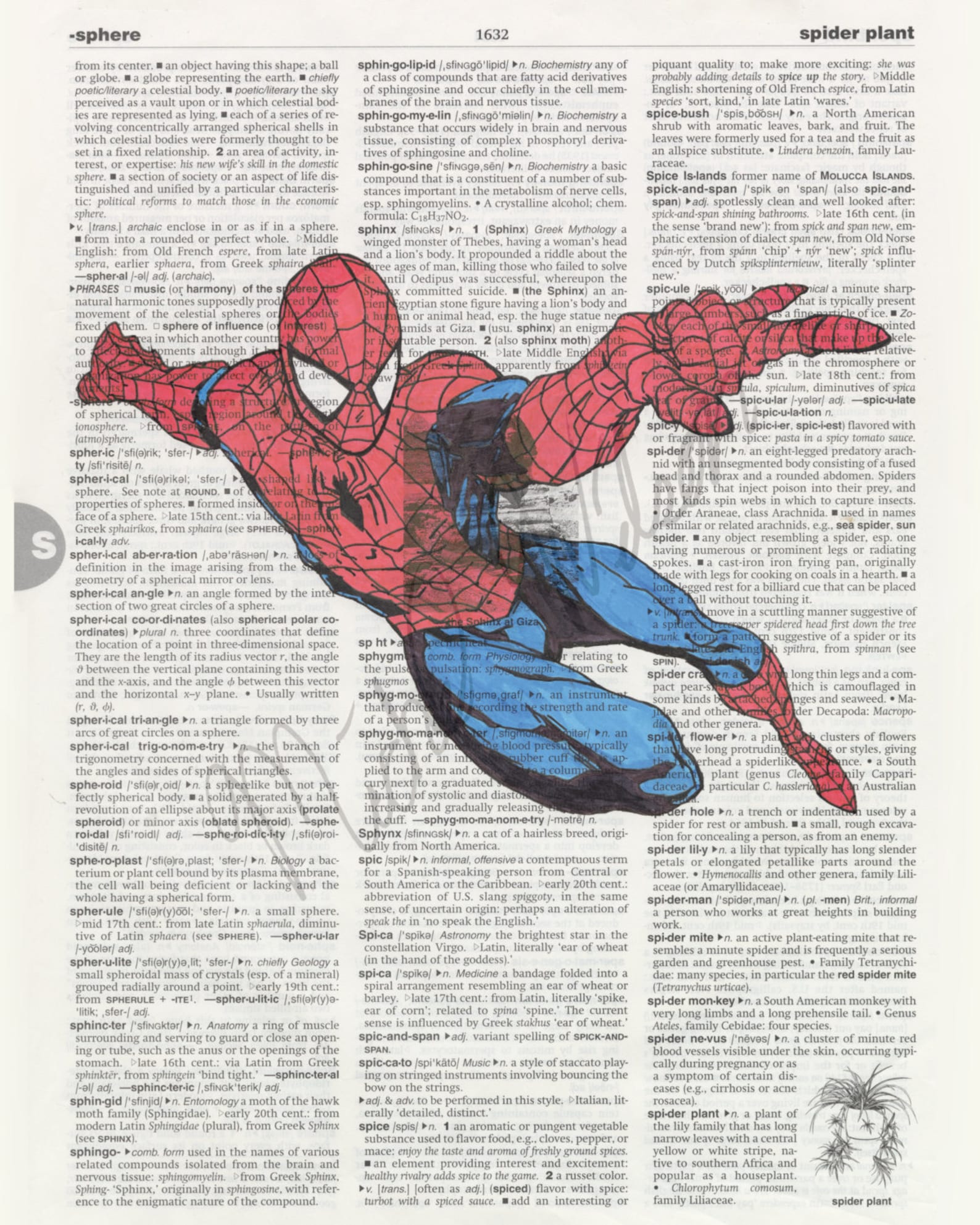 Marvel Comics Spider-man on Dictionary Page Print - Etsy