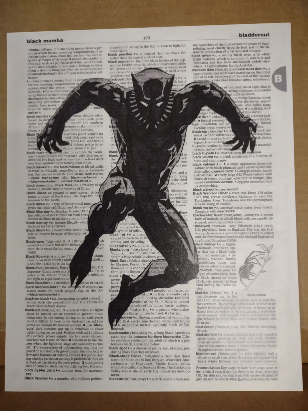 Marvel Comics Black Panther on Dictionary Page Print - Etsy