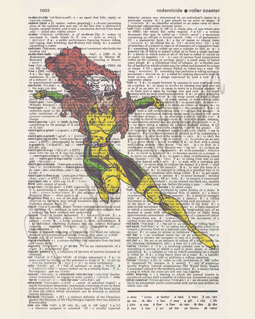 Marvel's Rogue on Dictionary Page Print - Etsy