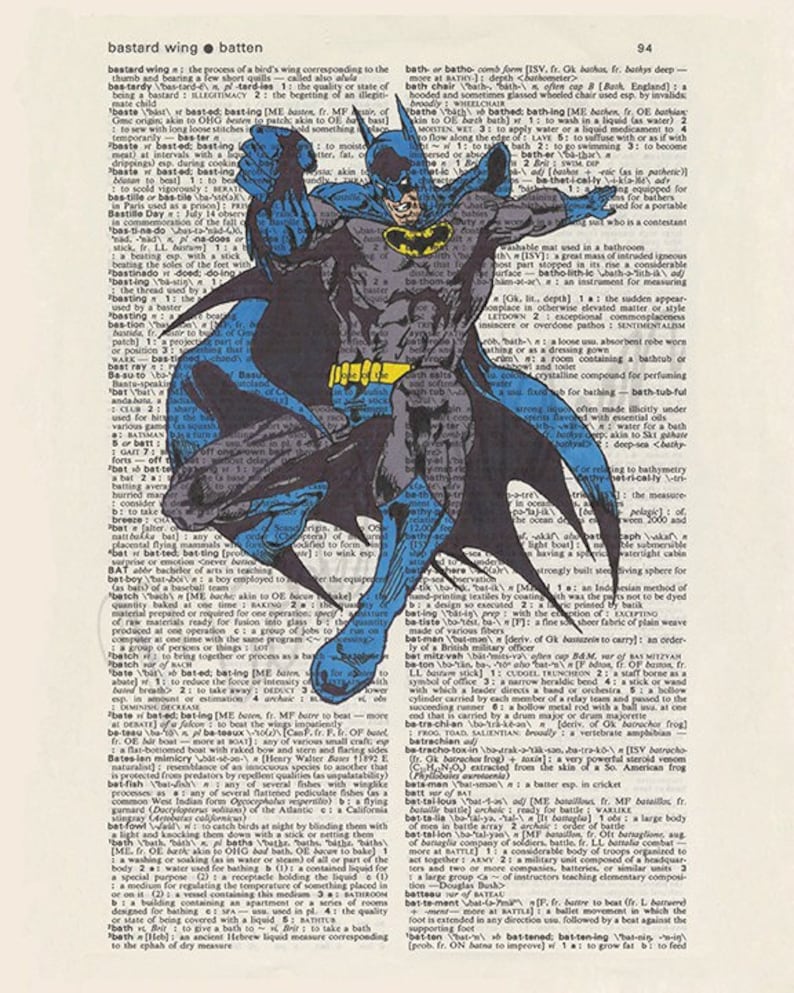 DC Comics Classic and Arkham Batman on Dictionary Page Print - Etsy
