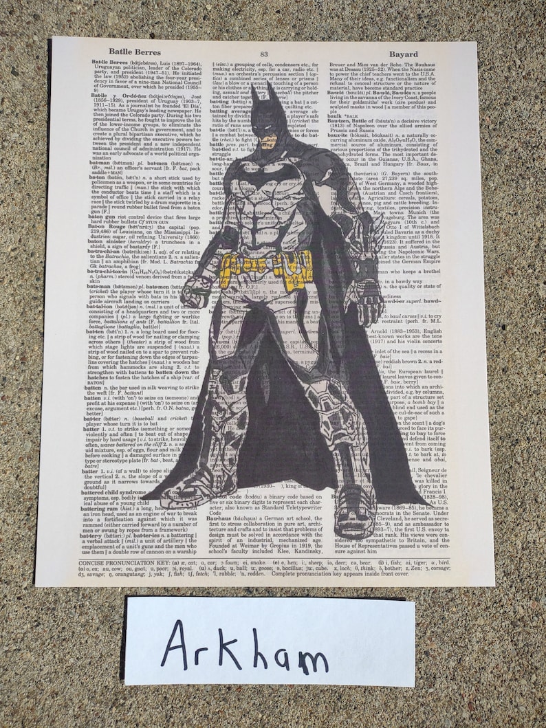 DC Comics Classic and Arkham Batman on Dictionary Page Print - Etsy