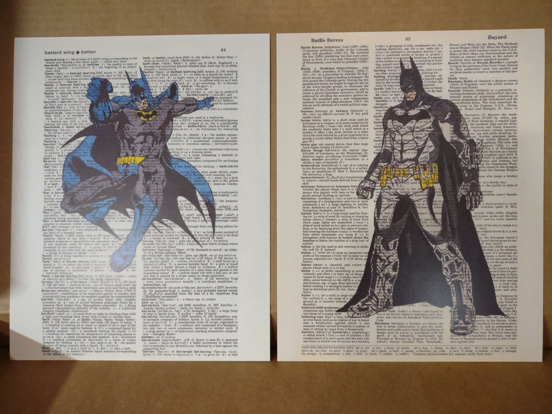 DC Comics Classic and Arkham Batman on Dictionary Page Print - Etsy
