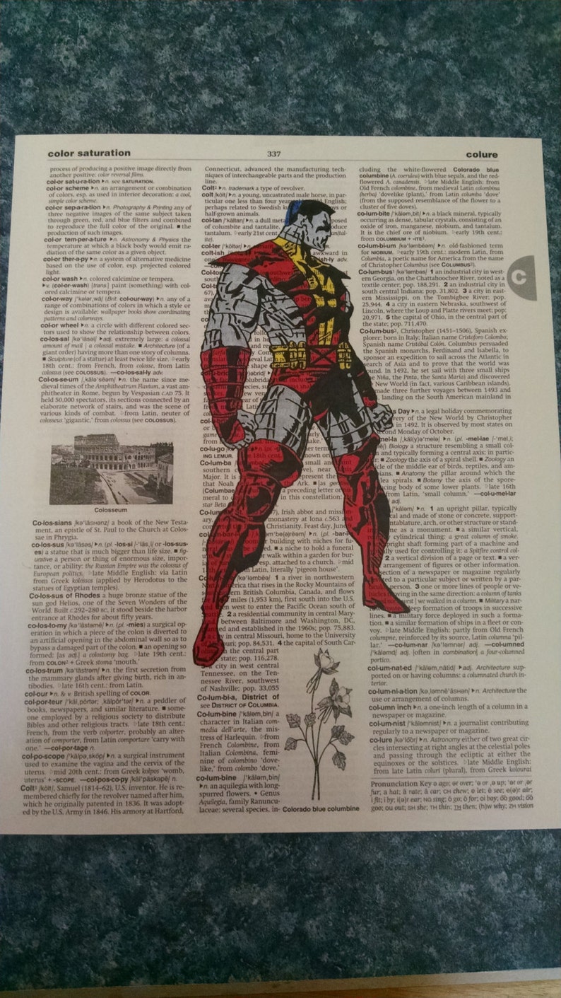 Marvel Comics X-men Colossus on Dictionary Page Print | Etsy