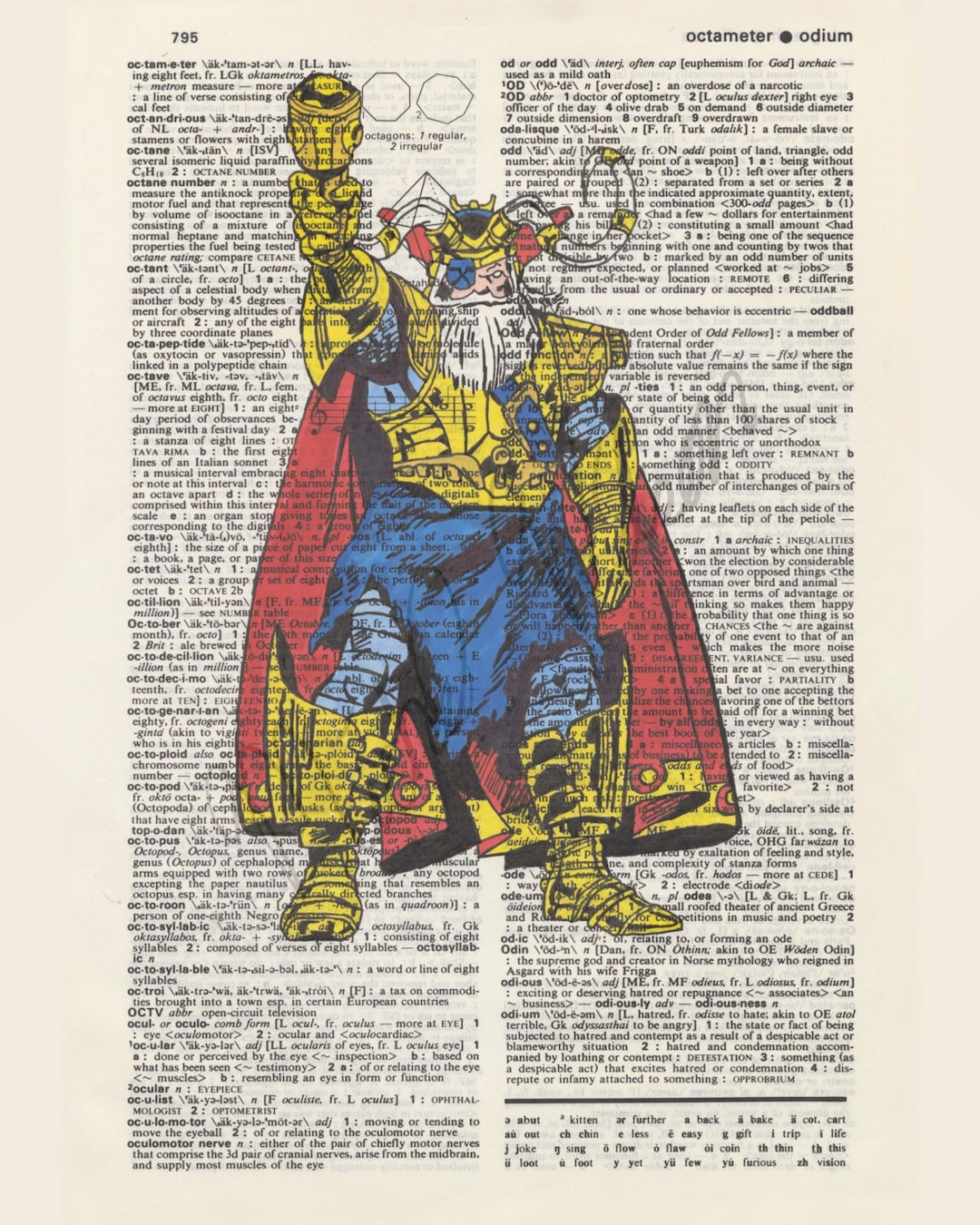 Marvel Comics Odin on Dictionary Page Print - Etsy