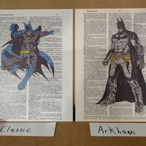 DC Comics Classic and Arkham Batman on Dictionary Page Print - Etsy