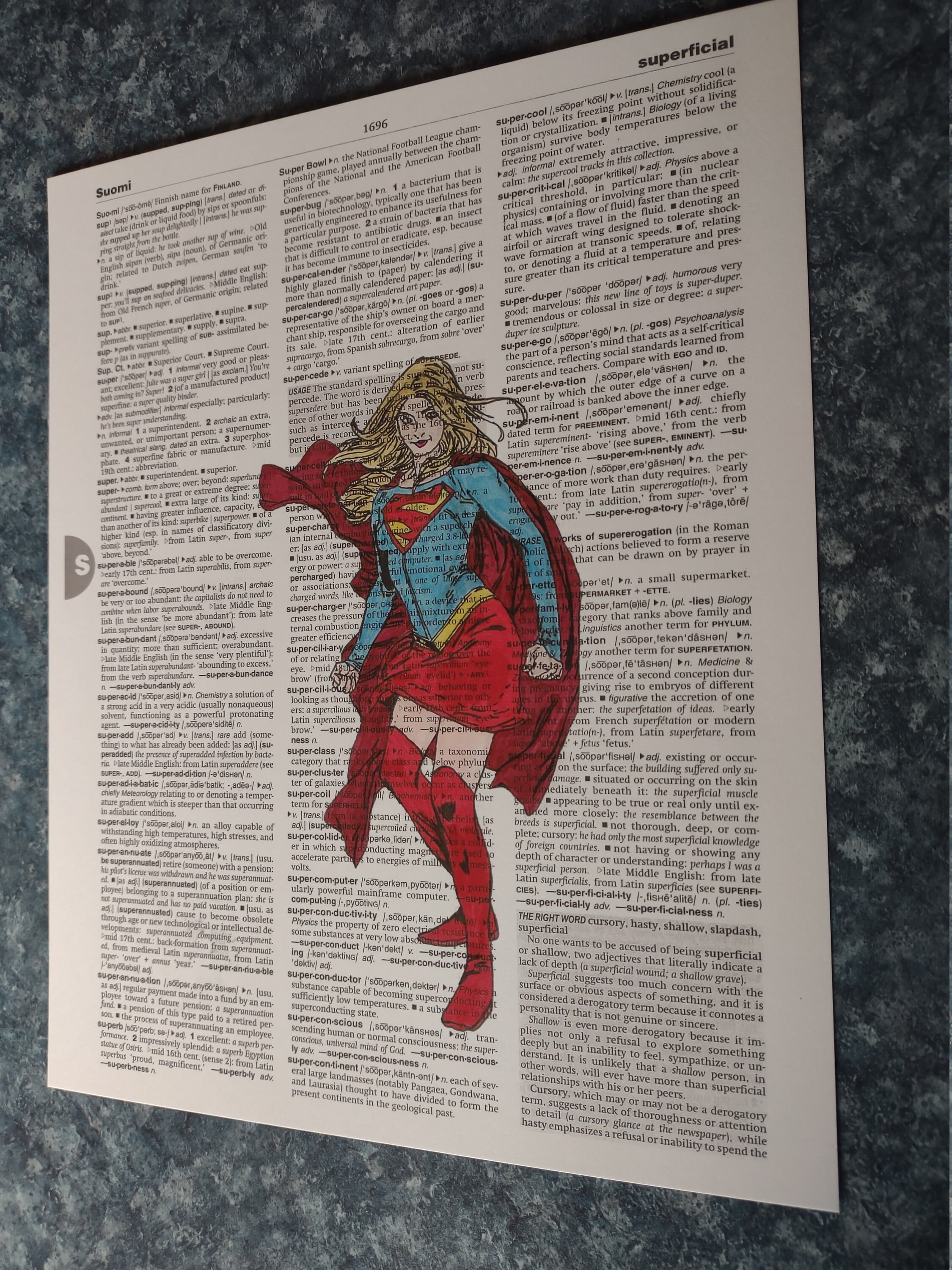 DC Comics Supergirl on Dictionary Page Print | Etsy