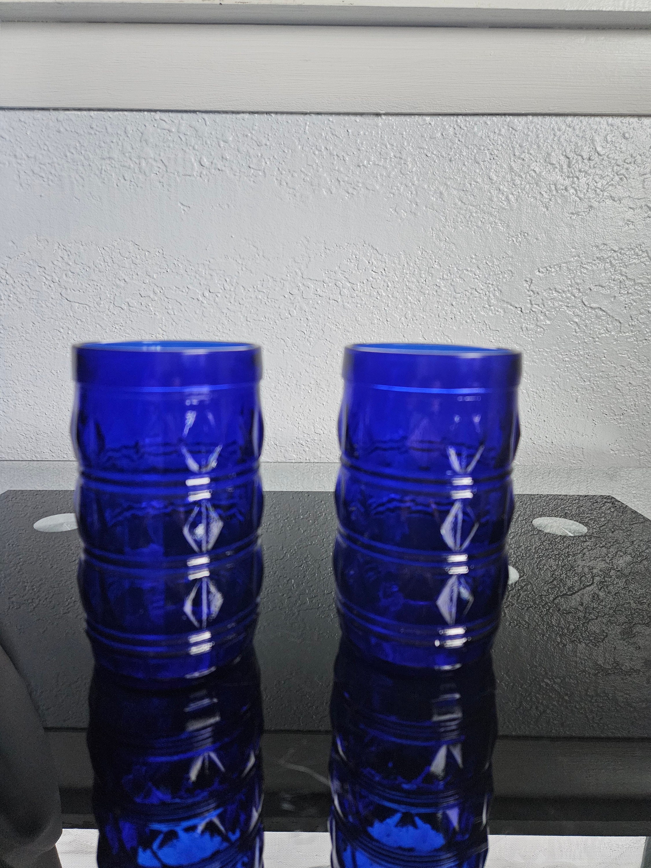 Brazilian Francesinho Cobalt Blue Diamond Point Glassware/cobalt Blue ...