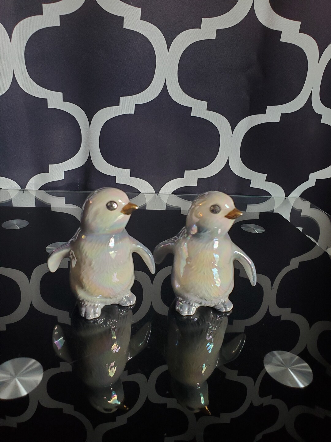 Madeline Iridescent Ceramic Penguin Figurines/madeline Penguins/ceramic ...