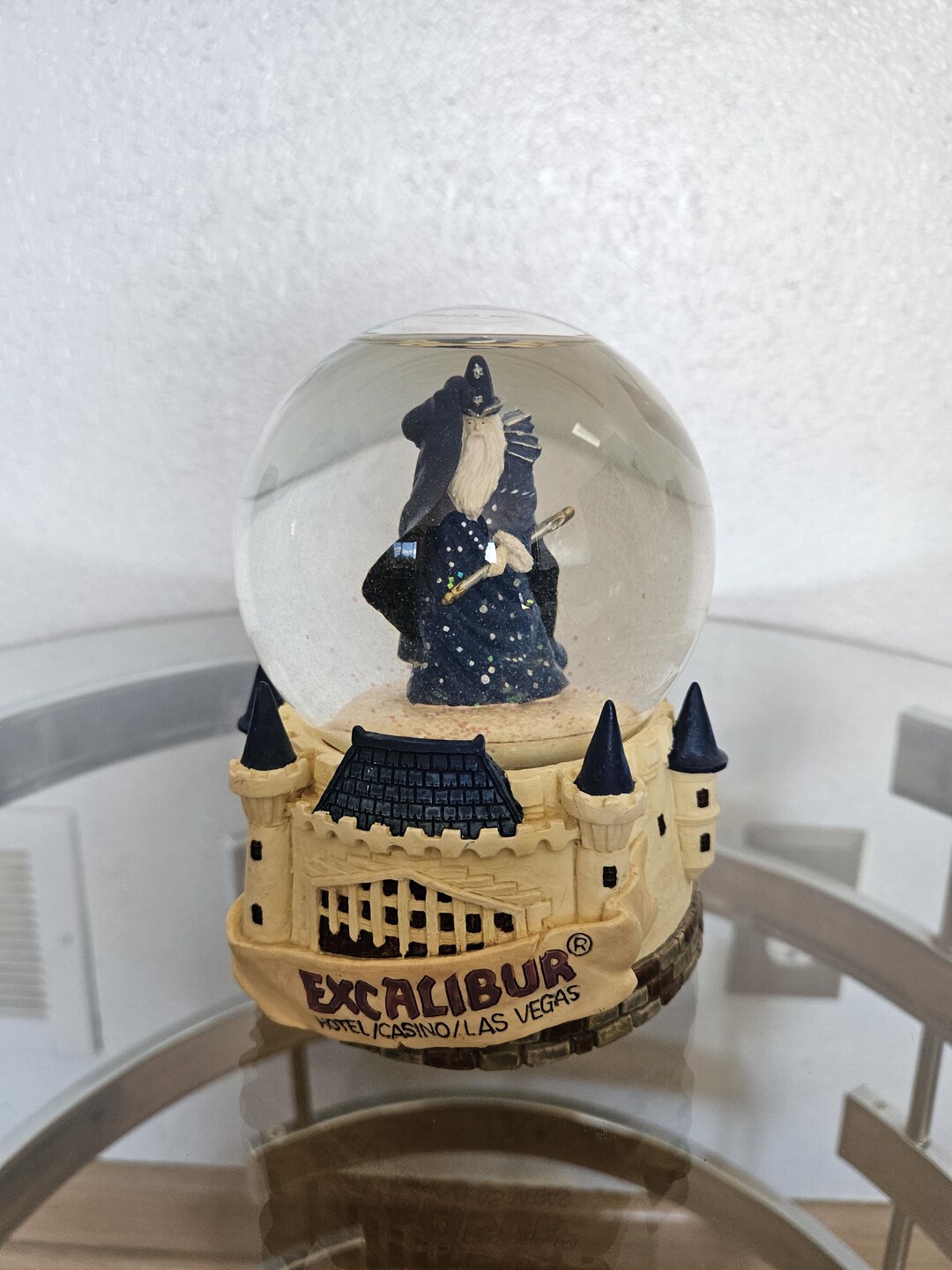 Vintage Excalibur Hotel Casino Las Vegas Wizard Musical Snow Globe ...