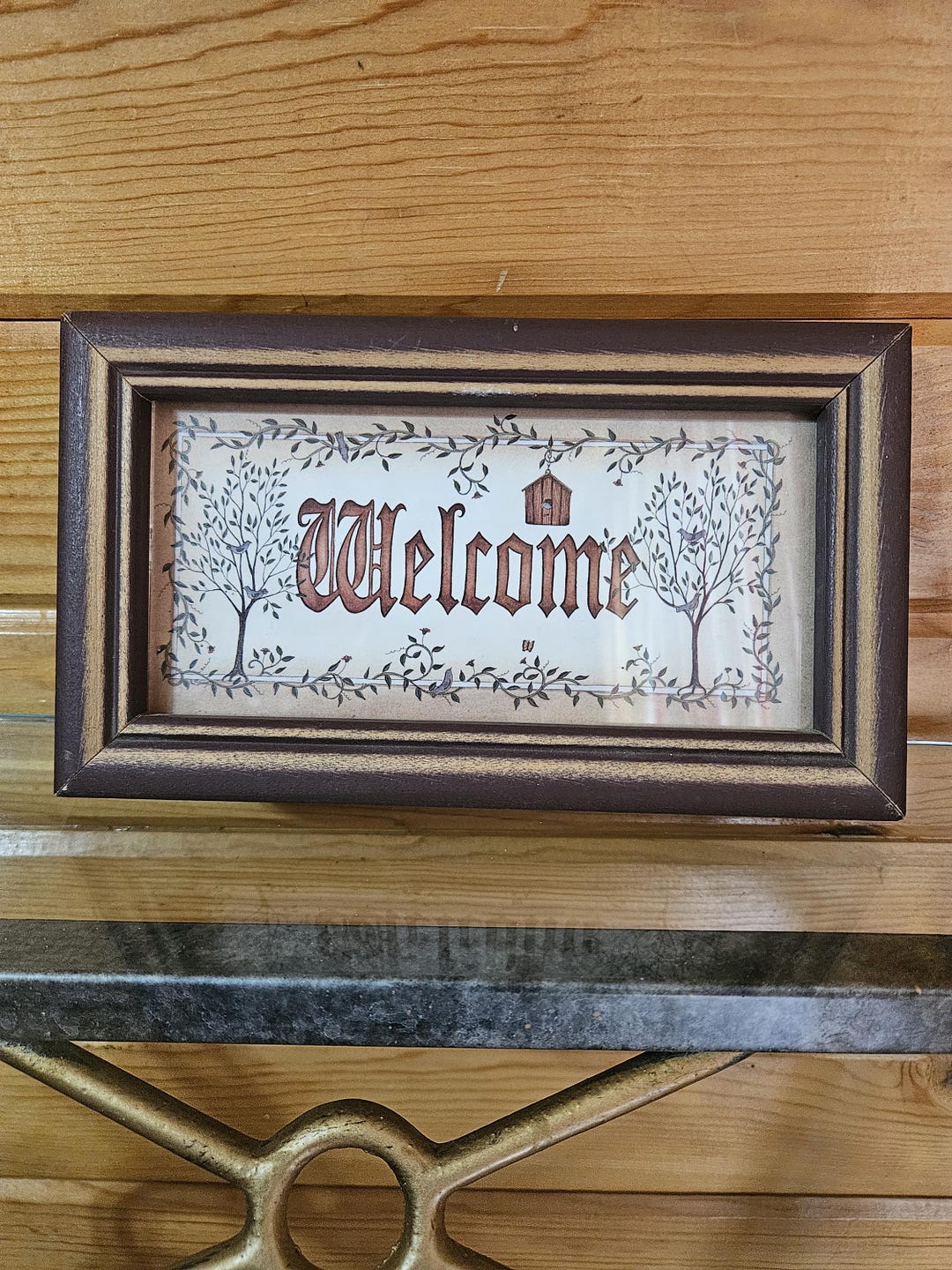 Wooden Framed Welcome Sign Birds and Trees - Etsy