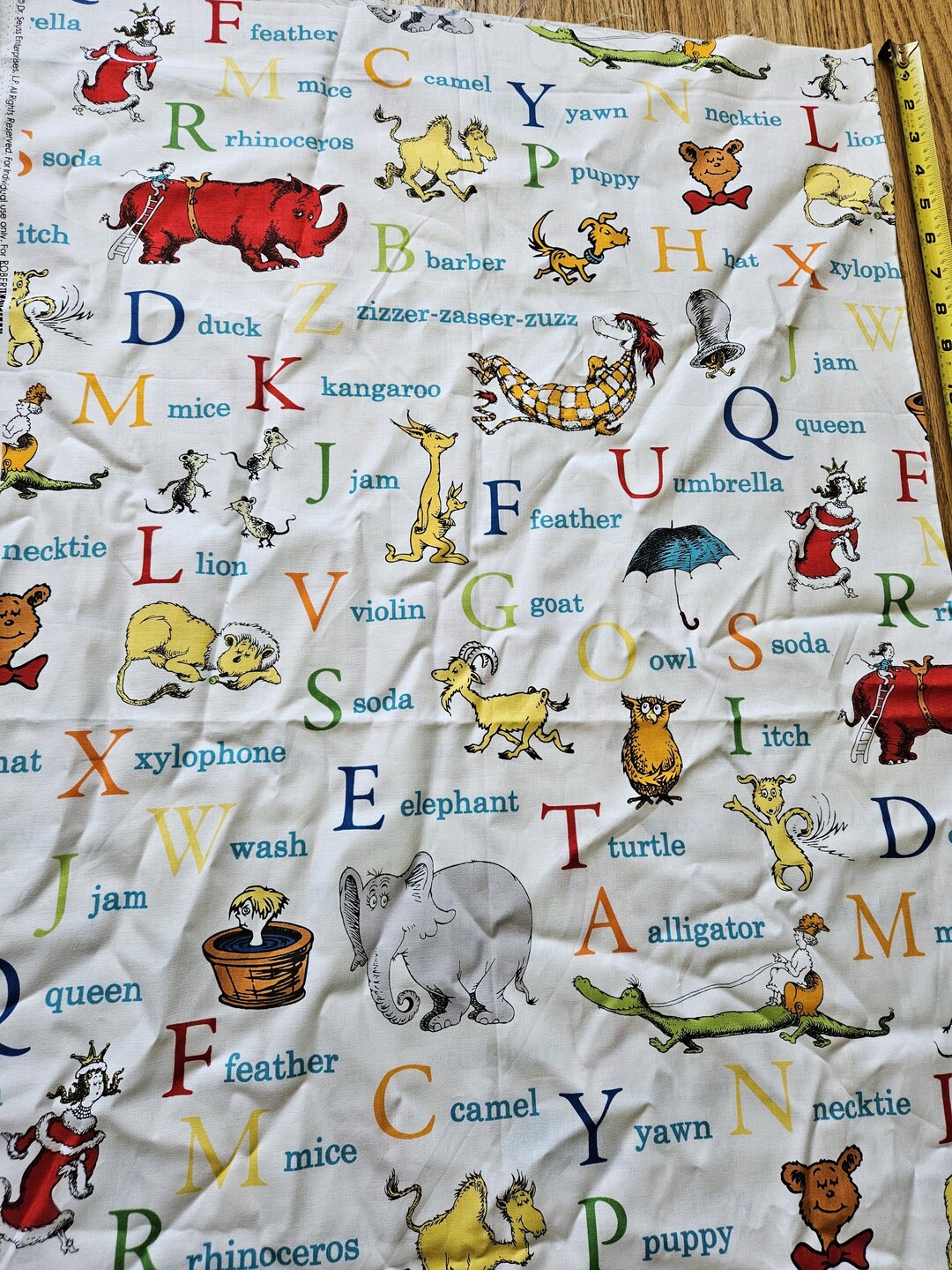 Dr Seuss ABC Characters Cotton Fabric 14692 2 Yards/dr Seuss Fabric/dr ...