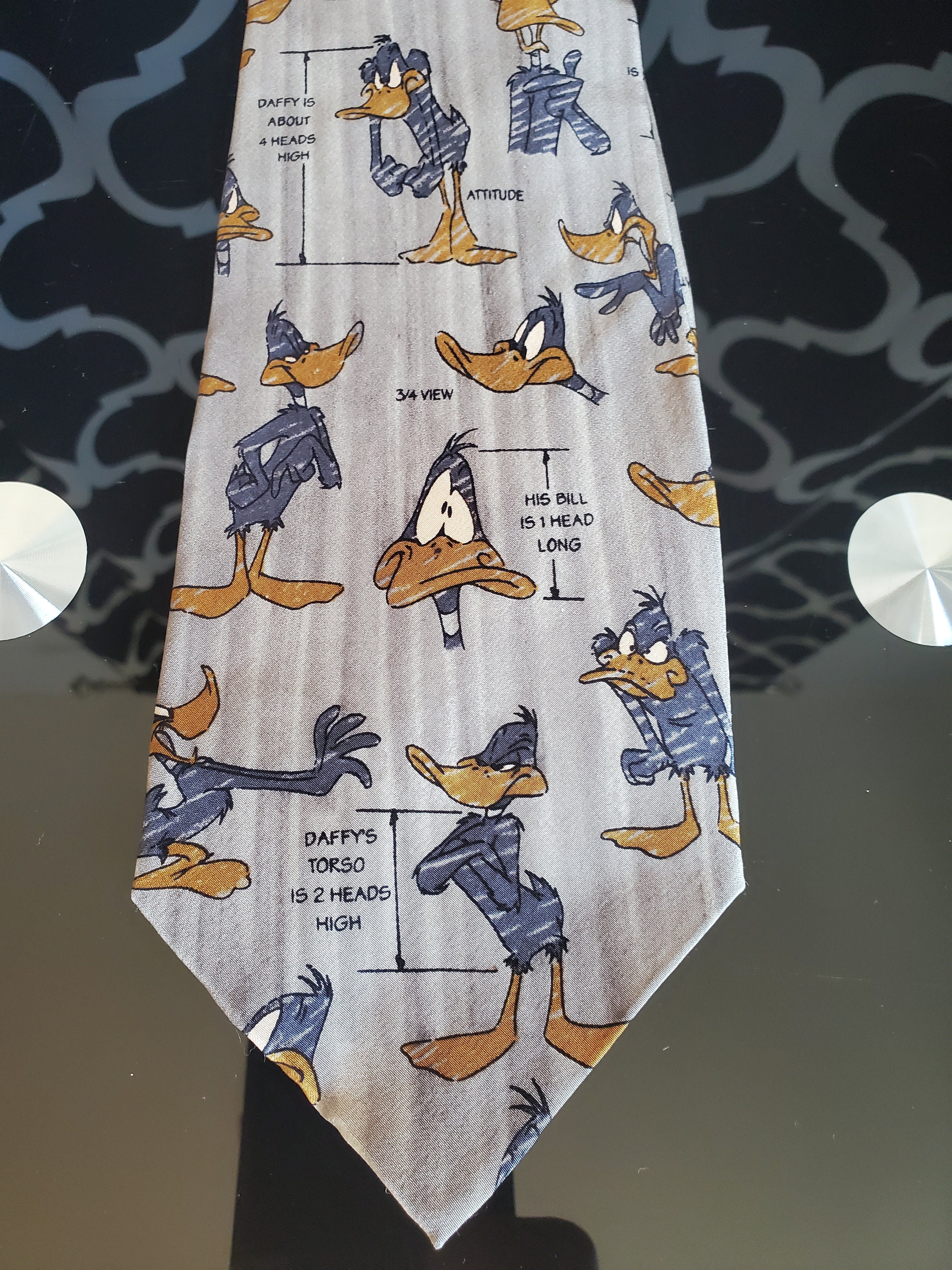 Looney Tunes Daffy Duck Silk Necktie/daffy Duck Tie/90s Daffy Duck Tie ...