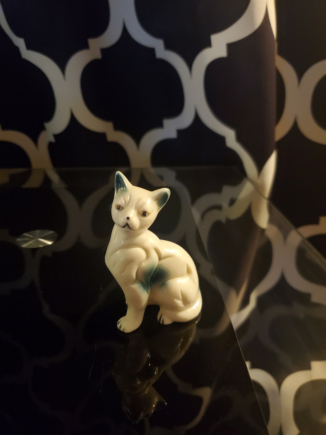Vintage Bone China Muscular Cat Figurine Made in Taiwan/bone China Cat ...