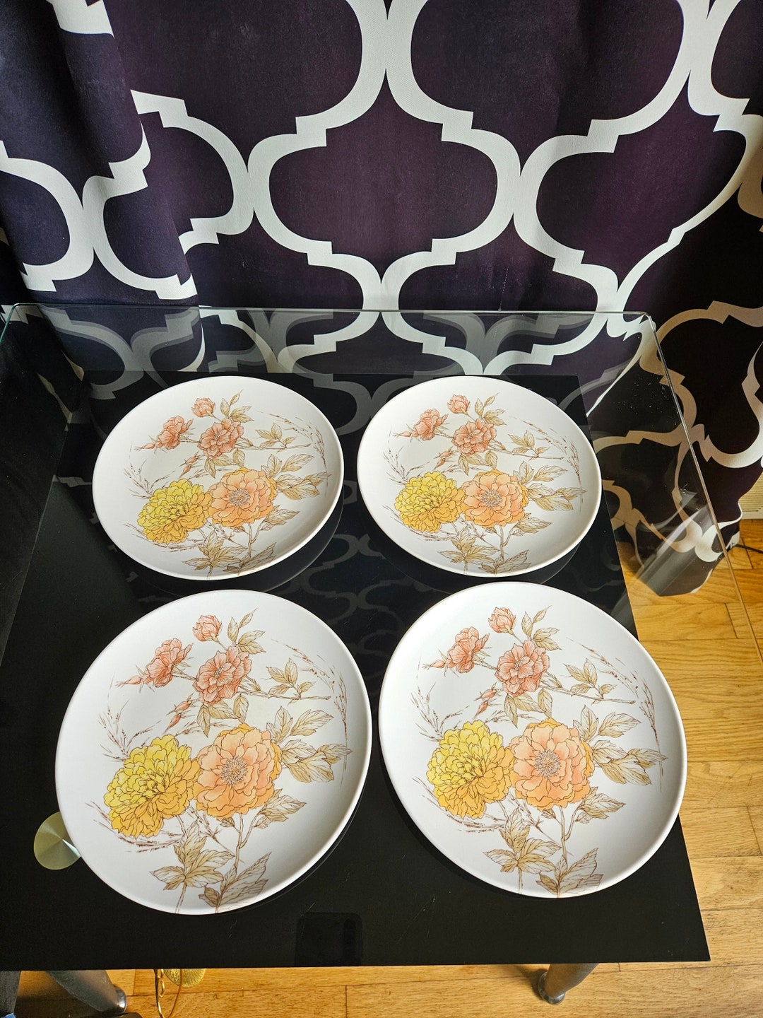 Vintage Melamine Floral Plates 4pc/melamine Plate/floral Plate - Etsy