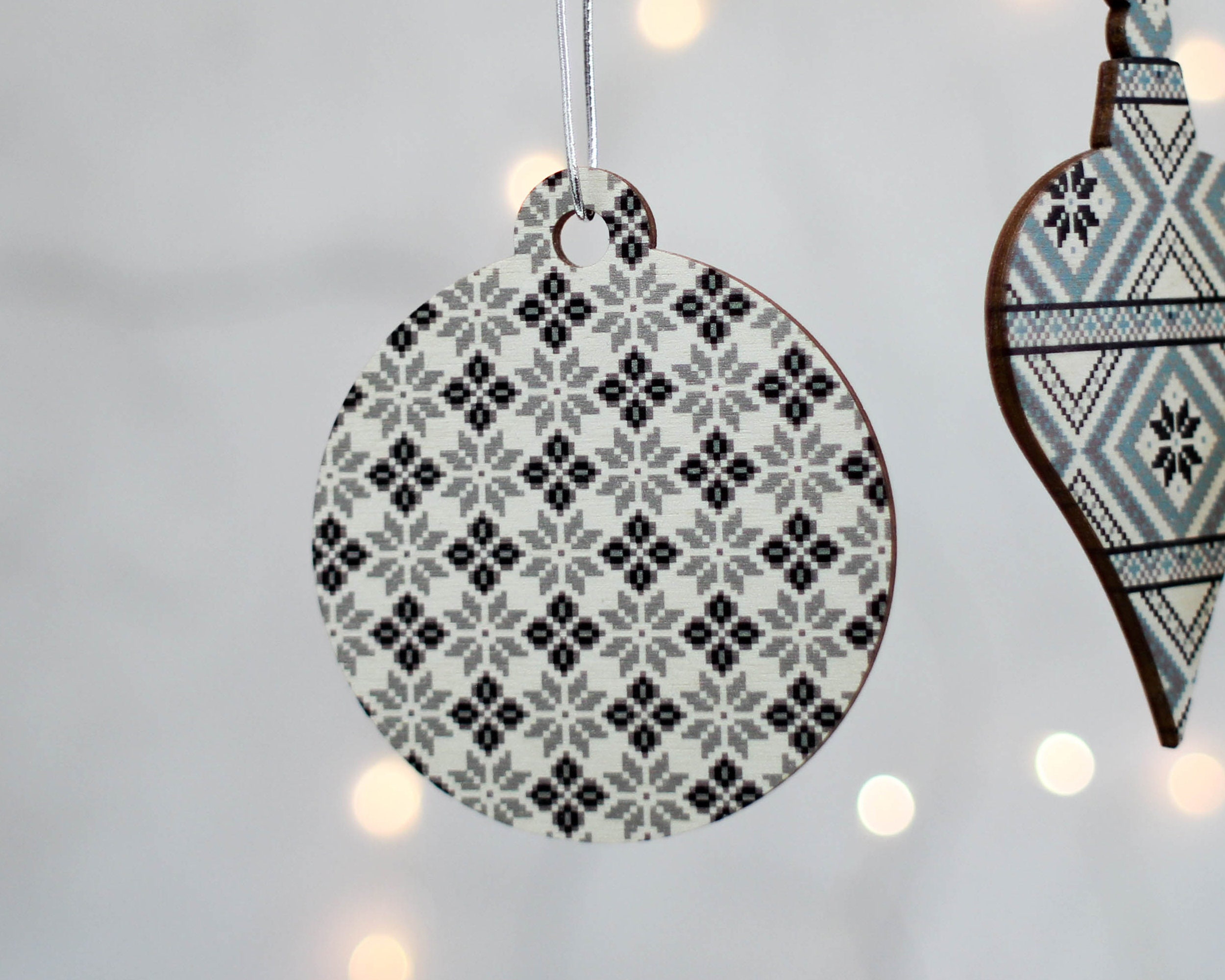 Christmas Tree Decoration Nordic Fair Isle Set of Four - Etsy UK