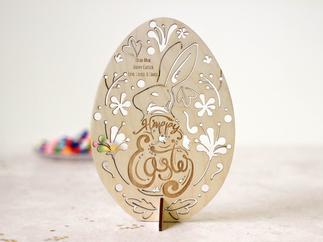 Personalised Easter Card Wooden Easter Card Personalised Card Easter ...