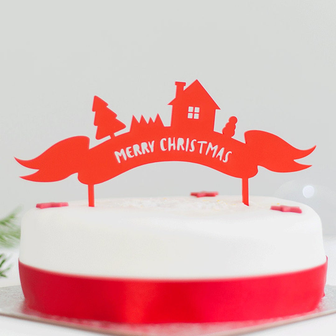 Christmas Cake Topper Red Cake Topper White Cake Topper - Etsy