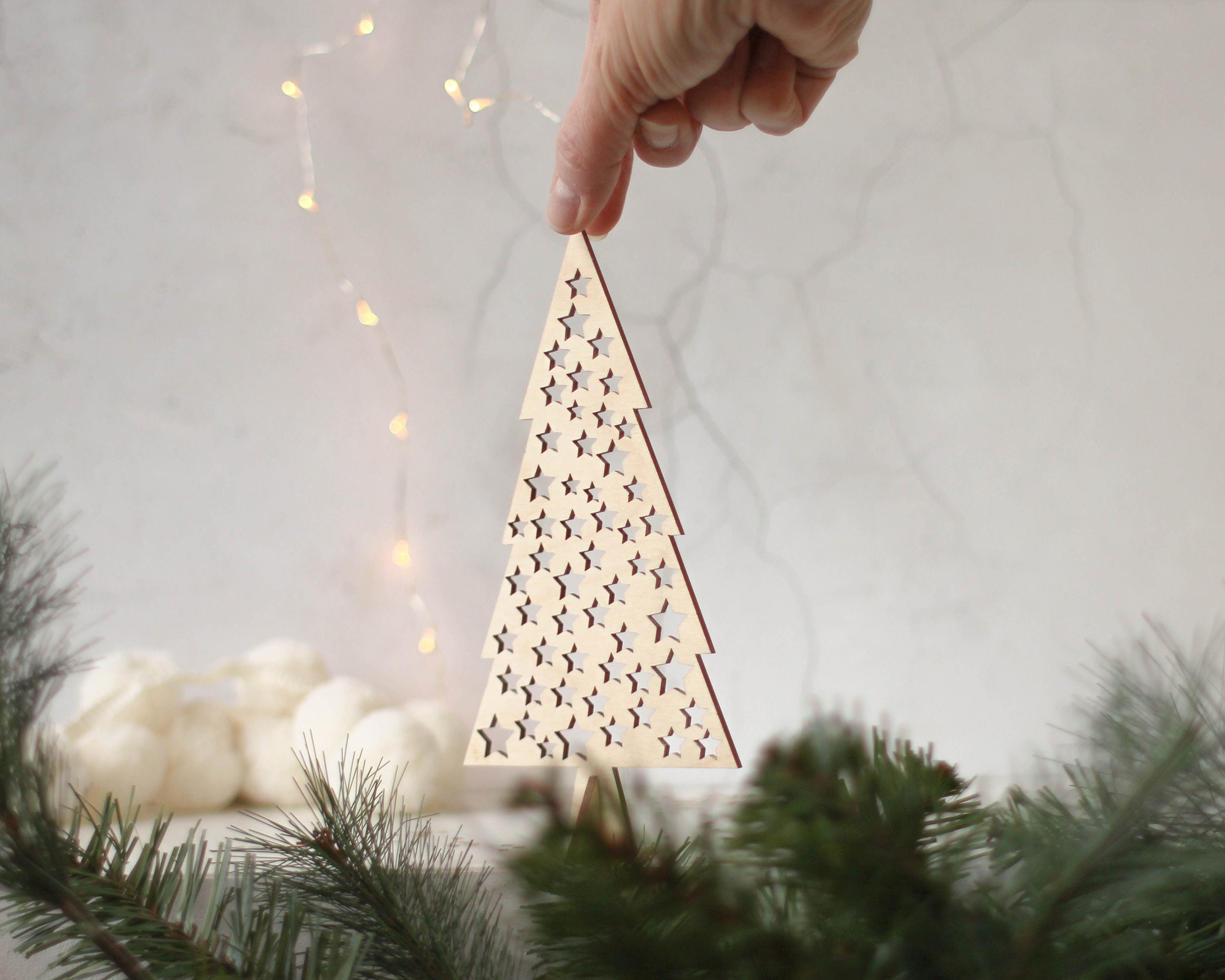 Christmas Tree Set Star Cutout Design Wooden Trees - Etsy UK