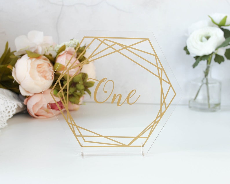 Gold Table Number Clear Acrylic Table Number Wedding Table - Etsy UK