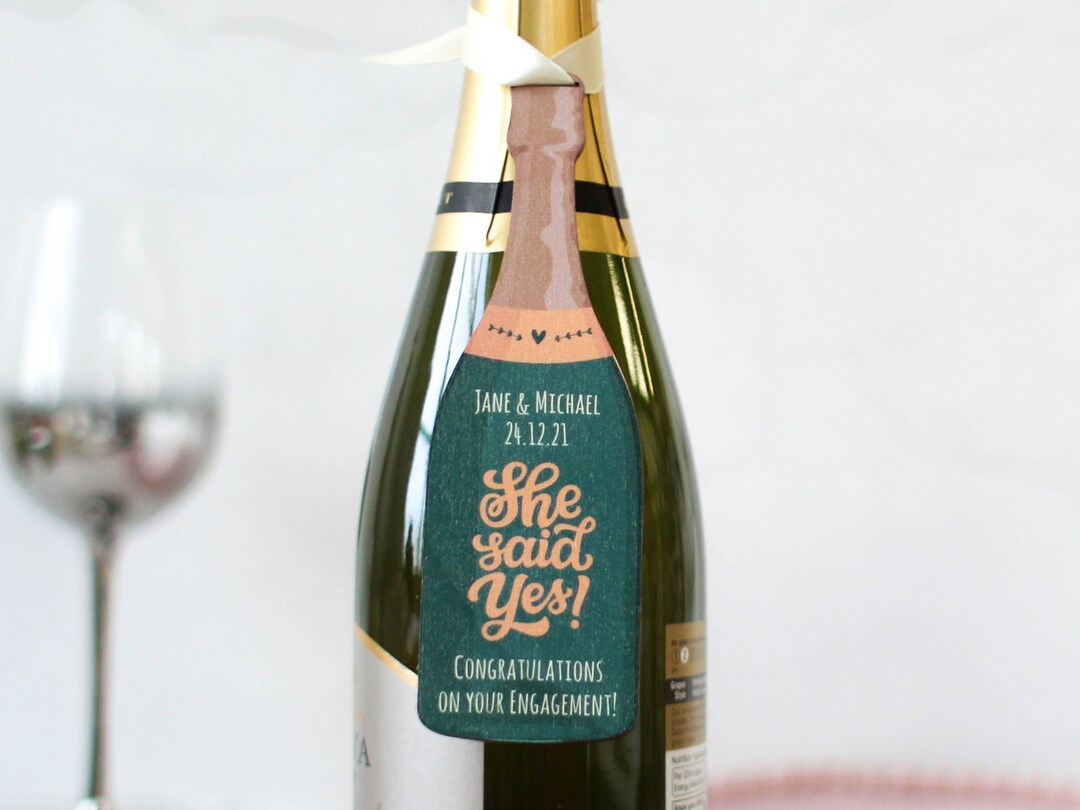 Personalised Engagement Gift Tag, Wooden Bottle Label Gift Tag Tag for ...