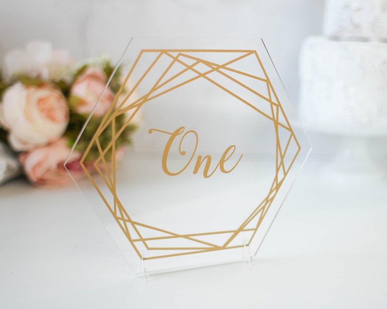 Gold Table Number Clear Acrylic Table Number Wedding Table - Etsy UK
