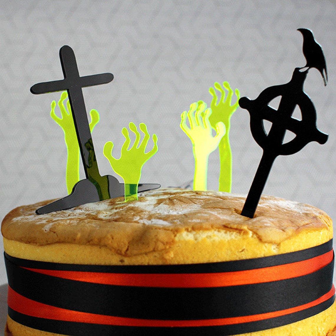 Halloween Cake Toppers Graveyard Cake Topper Zombie Cake - Etsy