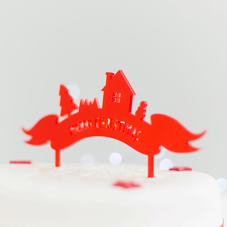 Christmas Cake Topper Red Cake Topper White Cake Topper | Etsy