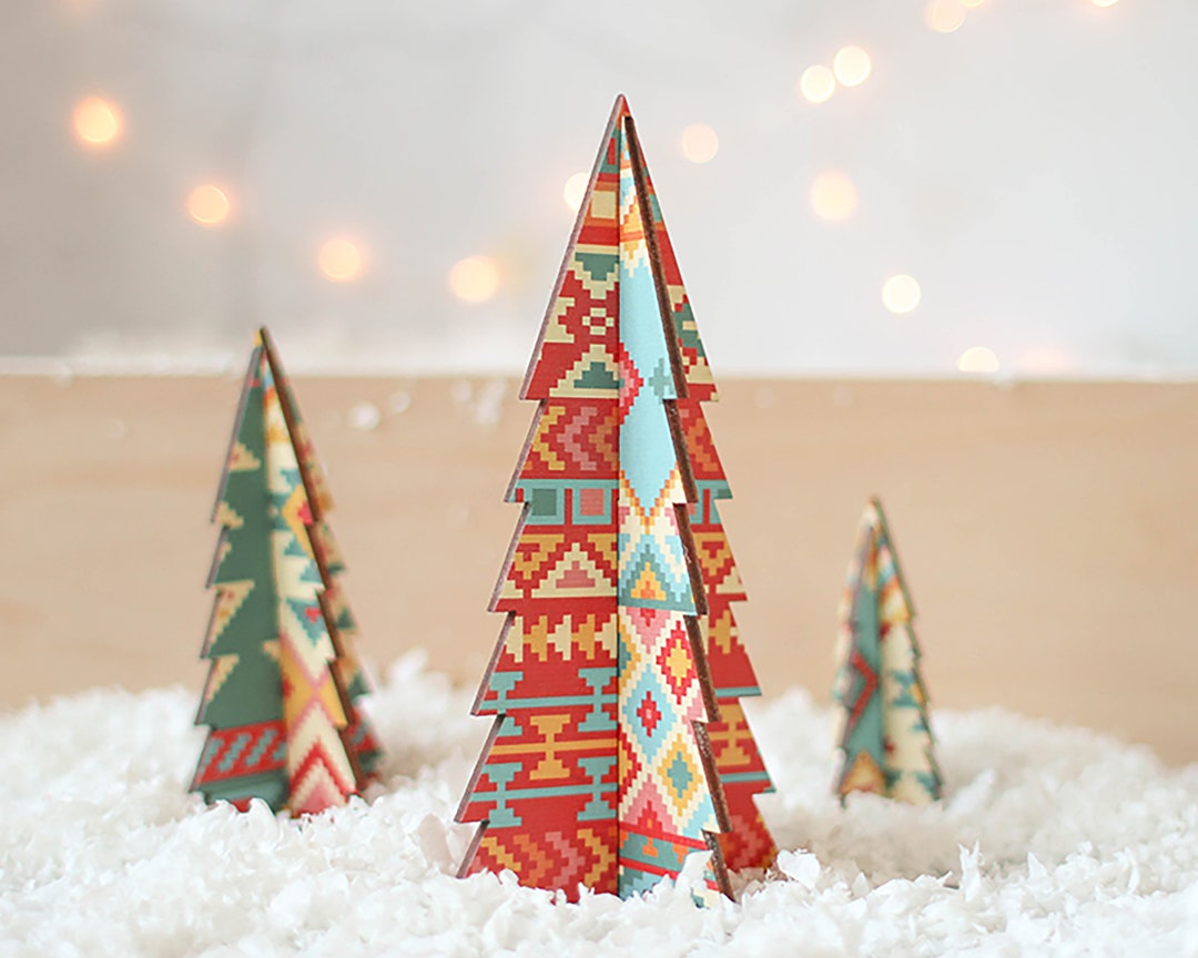 Christmas Tree - Aztec Design - Mexican - Bright Christmas - Wooden ...