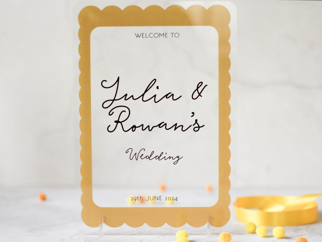 Personalised Party Sign Scallop Frame Wedding Sign Birthday Sign ...