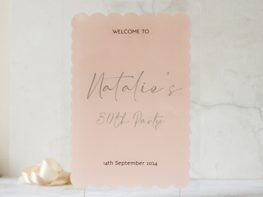 Personalised Sign Scallop Background Wedding Sign Birthday Sign Acrylic ...