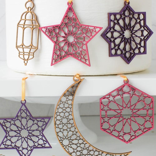 Eid Decorations Wooden Eid Decorations Set of Six Wooden - Etsy