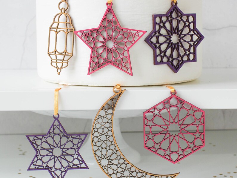 Eid Decorations Wooden Eid Decorations Set of Six Wooden - Etsy