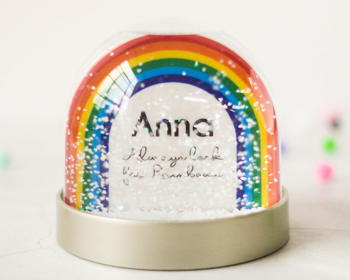 Personalised Rainbow Snow Globe Snowglobe Rainbow Gift - Etsy