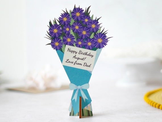 Personalised Birth Flower Card September Aster Keepsake | Etsy