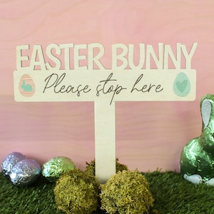 Easter Bunny Stop Here Sign Easter Sign Easter Please Stop - Etsy