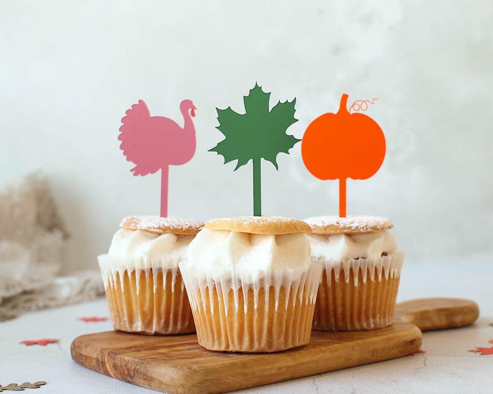 Autumn Cupcake Toppers Cake Decorating Thanksgiving | Etsy