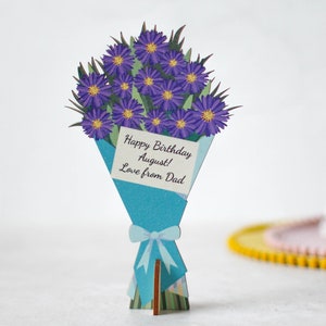 Personalised Birth Flower Card, September, Aster Keepsake Wooden Card ...