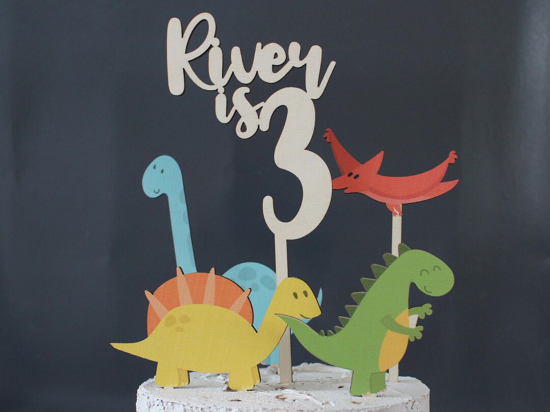 Personalised Cake Topper, Dinosaurs Birthday Cake Toppers Wooden Cake ...