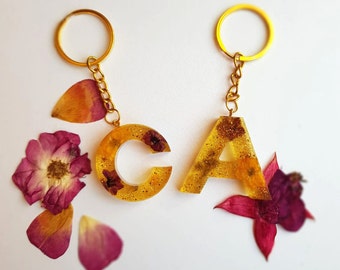 Keychain: Colorful Pressed Flowers in Resin flower Power - Etsy
