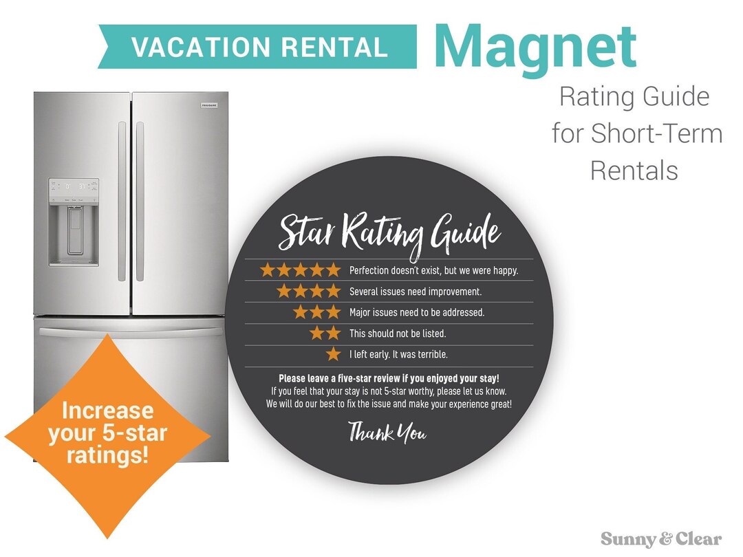Modern Airbnb Magnet Star Rating Review, 5” Fridge Magnet, Circle ...