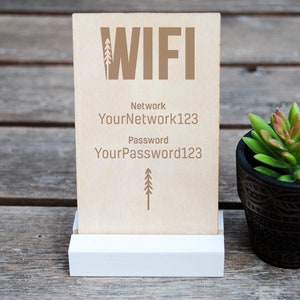 Wood Wifi Password Sign, Trees, Personalized Wifi Network Sign for ...