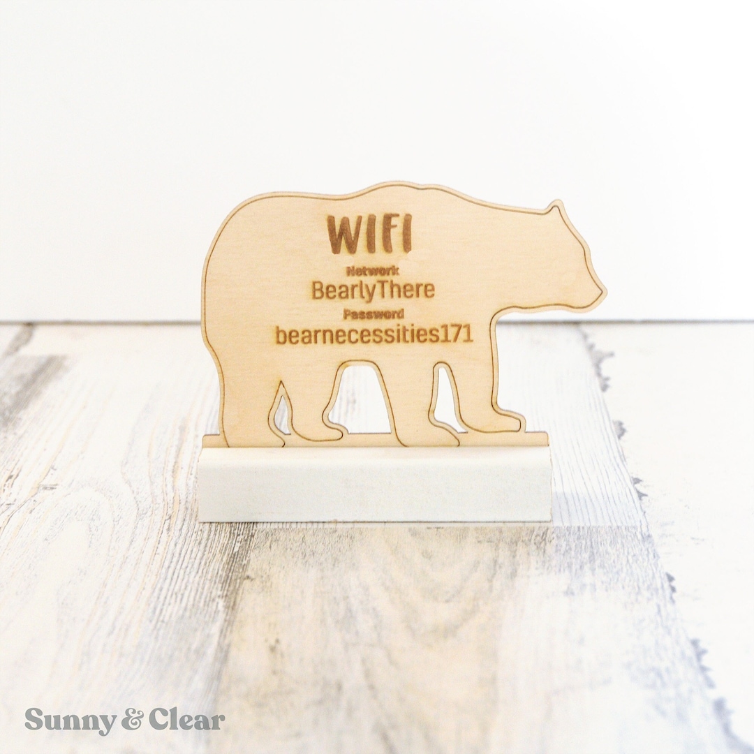 Bear Wifi Password Sign, Animal Shape, Personalized Wifi Network Sign ...