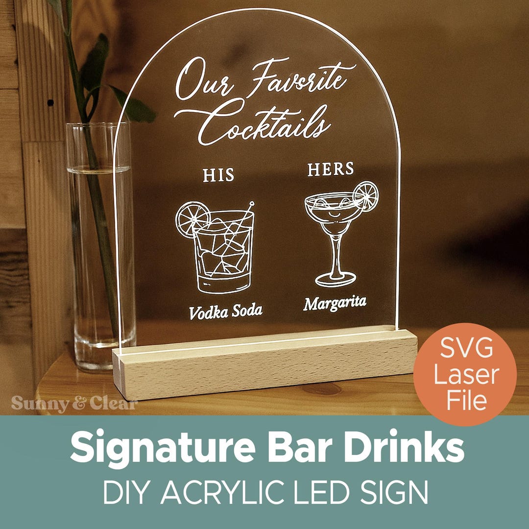 Bar Drinks Sign SVG File Laser Cut Acrylic Sign Light up Bar Display ...