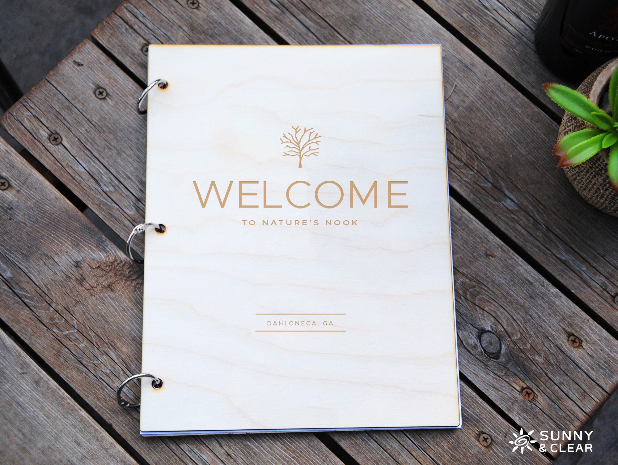 Personalized Wood Welcome Book Binder: Tree Icon Guest Information - Etsy