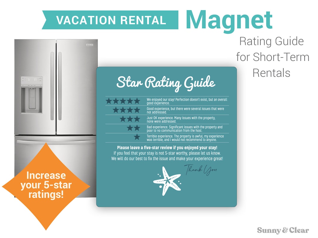Airbnb Magnet Star Rating Review, 5” Fridge Magnet, Beach, Square ...
